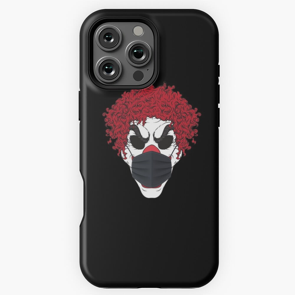 Scary Clown Wearing Face Mask Phone Case for iPhone 16 15 14 13 12 11 ...