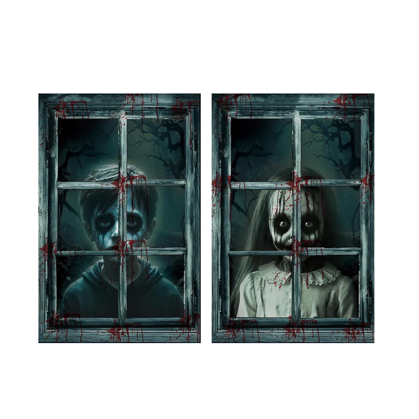 Scary Clown Window Poster Decoration for Halloween, Creepy Bloody ...