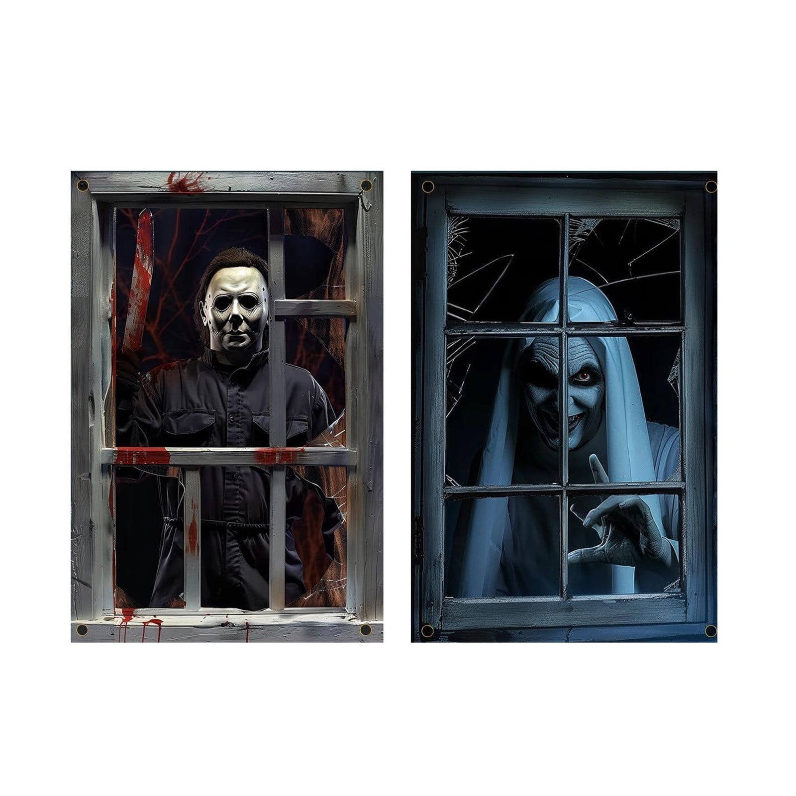 Scary Clown Window Poster Decoration for Halloween, Creepy Bloody ...