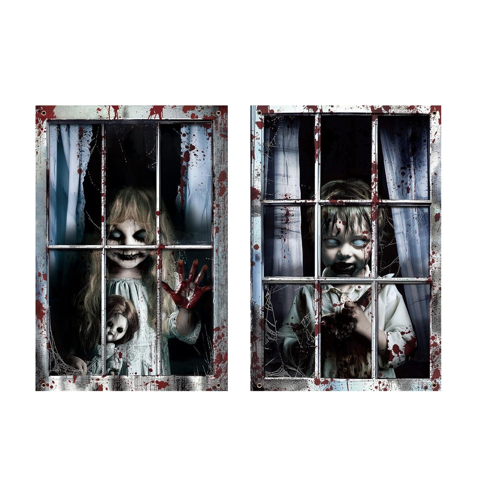 Scary Clown Window Poster Halloween Decoration, Bloody Creepy Clown ...