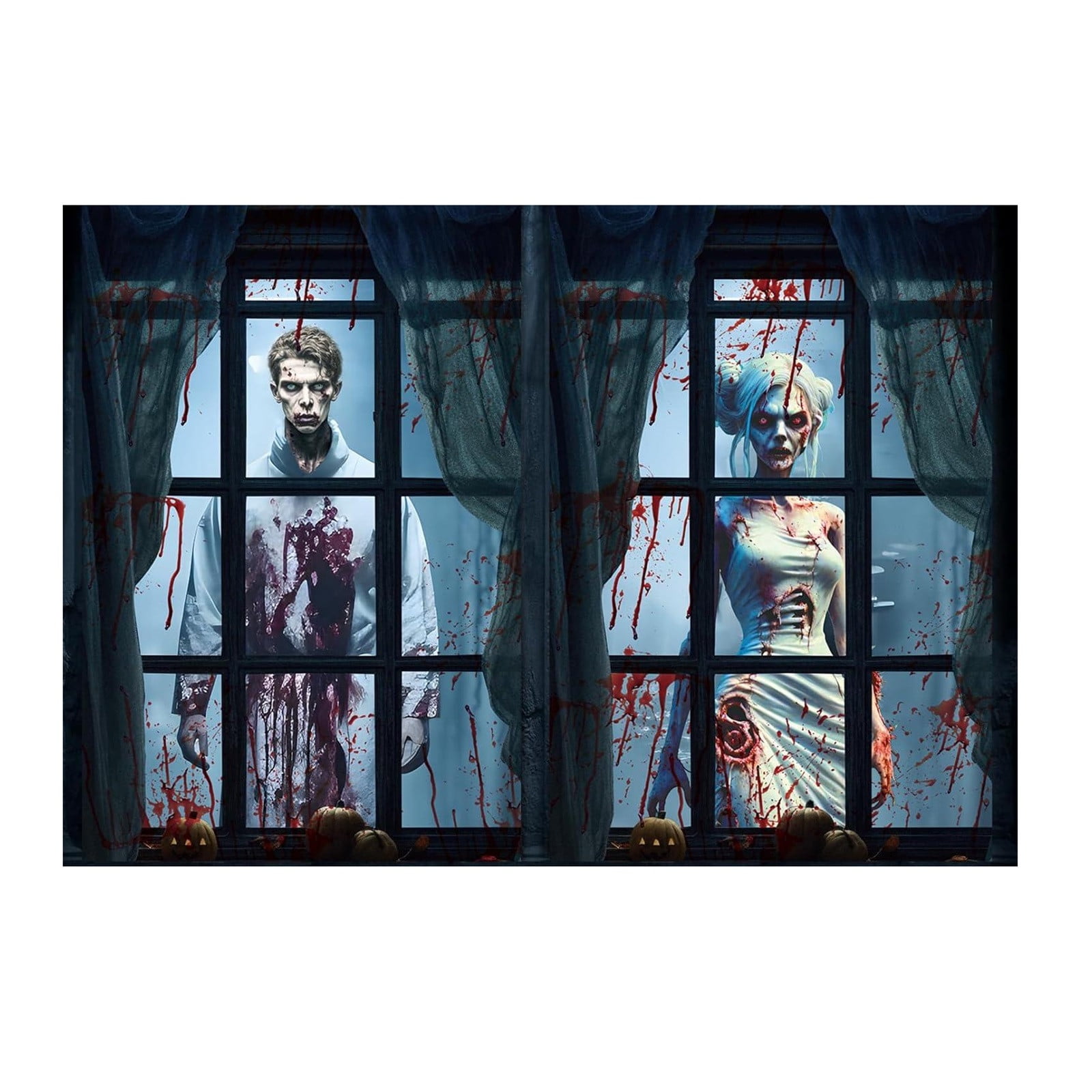 Scary Clown Window Poster Halloween Decoration, Bloody Creepy Clown ...