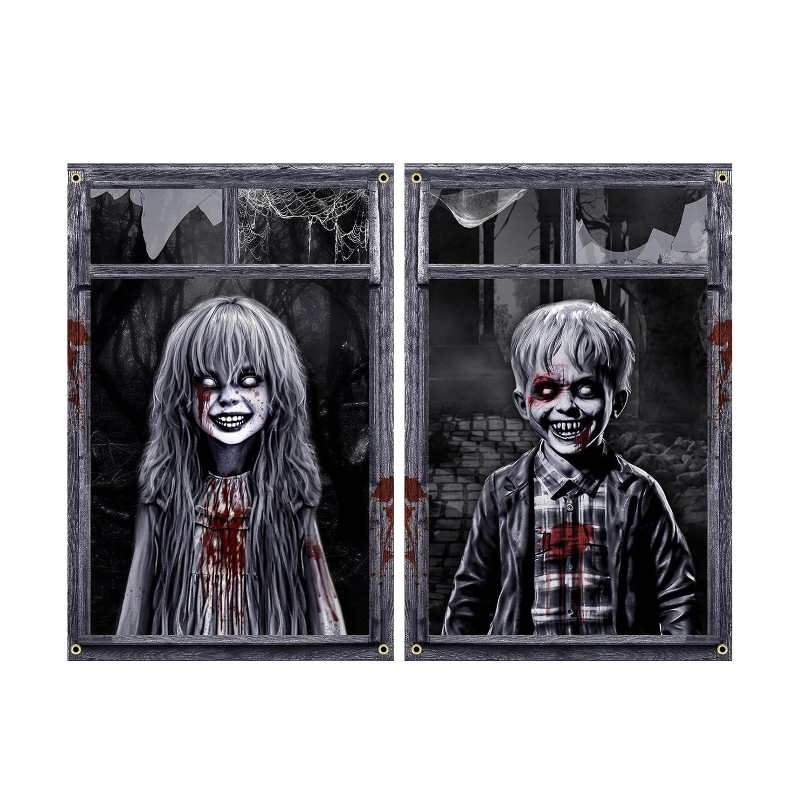 Scary Clown Window Posters For Halloween Decorations, Bloody Creepy ...