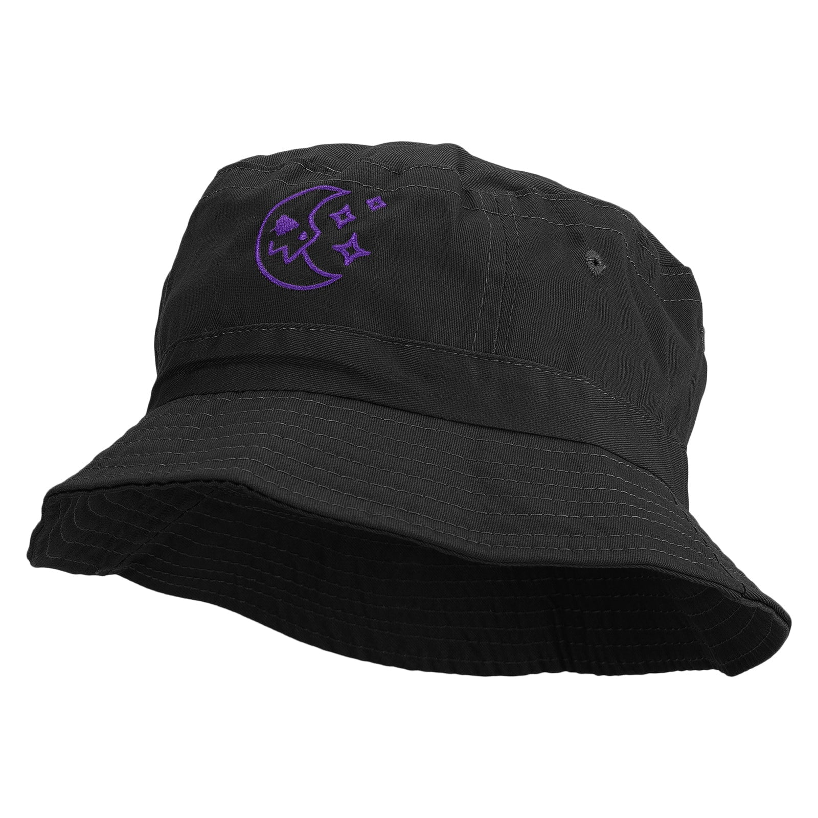 Scary Crescent Moon Embroidered Bucket Hat - Black OSFM - Walmart.com