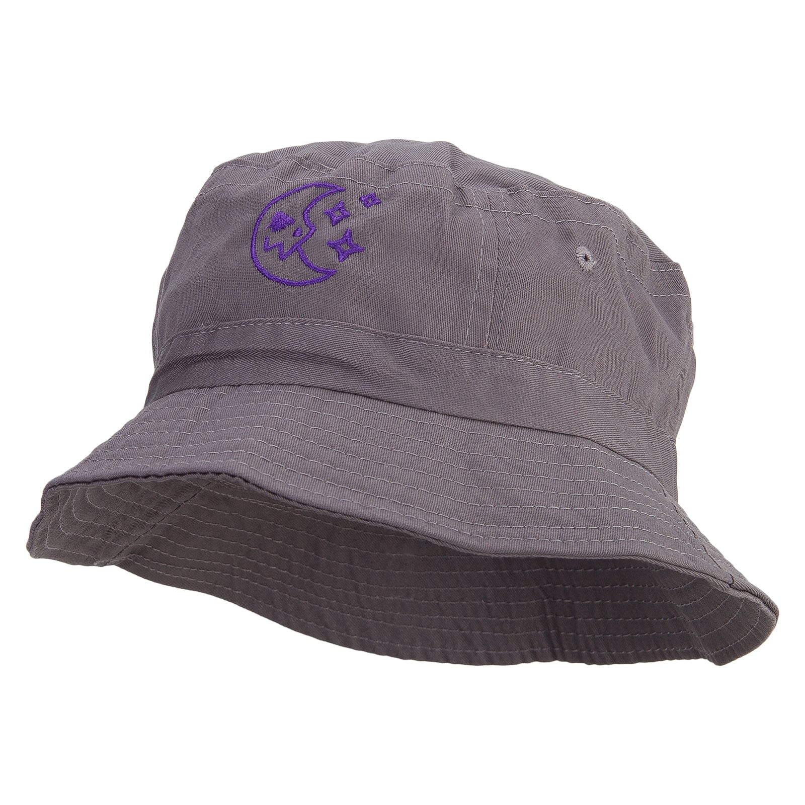 Scary Crescent Moon Embroidered Bucket Hat - Charcoal OSFM - Walmart.com