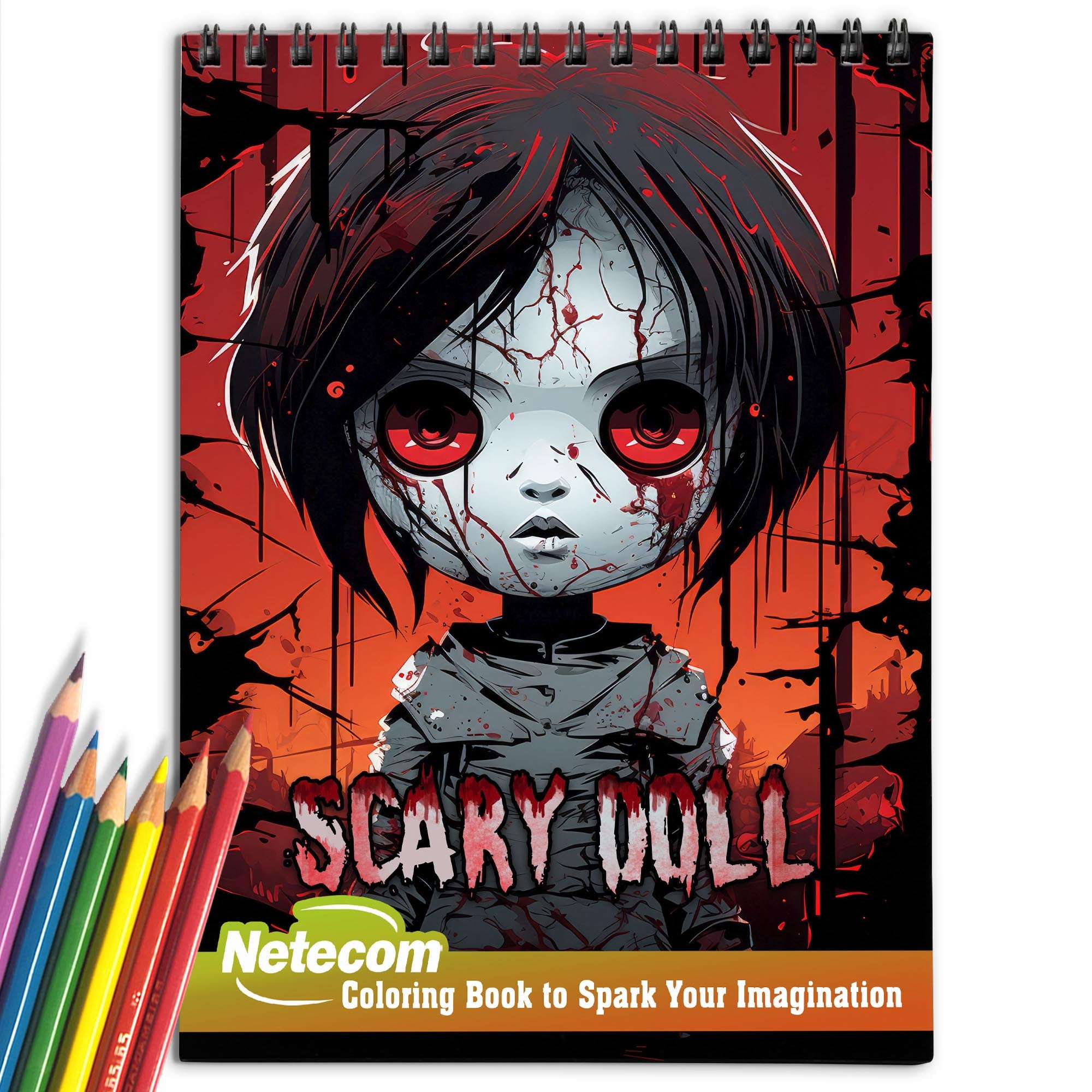 Scary Doll Spiral Bound Coloring Book, Discover the Sinister Charm of ...
