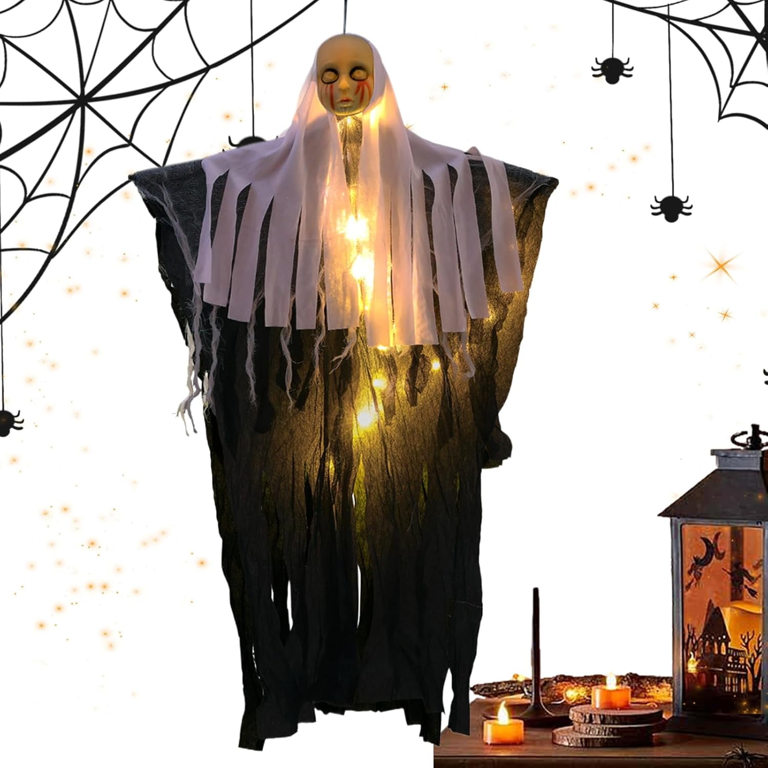 Scary Ghost Decor - Animated Ghost Halloween Decoration, Spooky Hanging ...