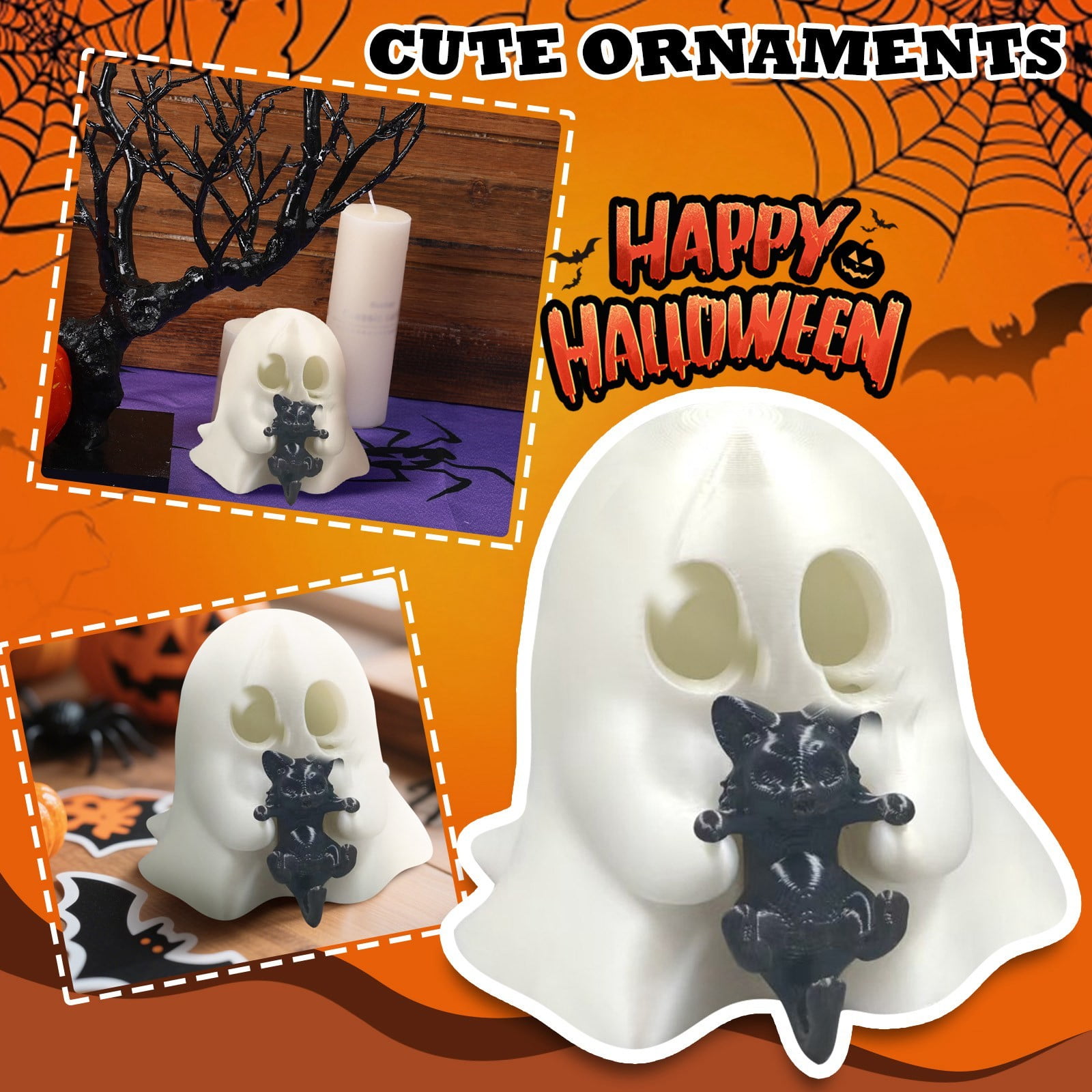 Scary Ghost Figurine Halloween Statue Horror Resin Statue, Cute Finger ...