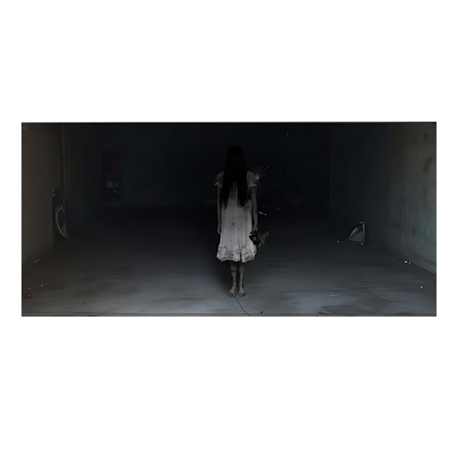 Scary Ghost Girl Wall Art Poster, Creepy Dark Hallway Horror Decor ...
