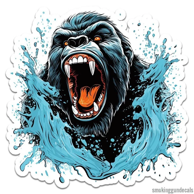 Scary Gorilla Sticker Indoor Outdoor Phone Decal Water Bottle Stickers ...