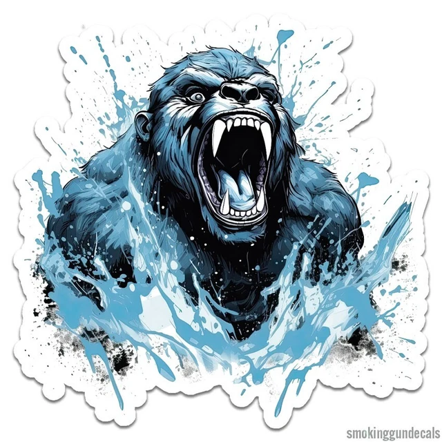 Scary Gorilla Sticker Indoor Outdoor Phone Decal Water Bottle Stickers ...