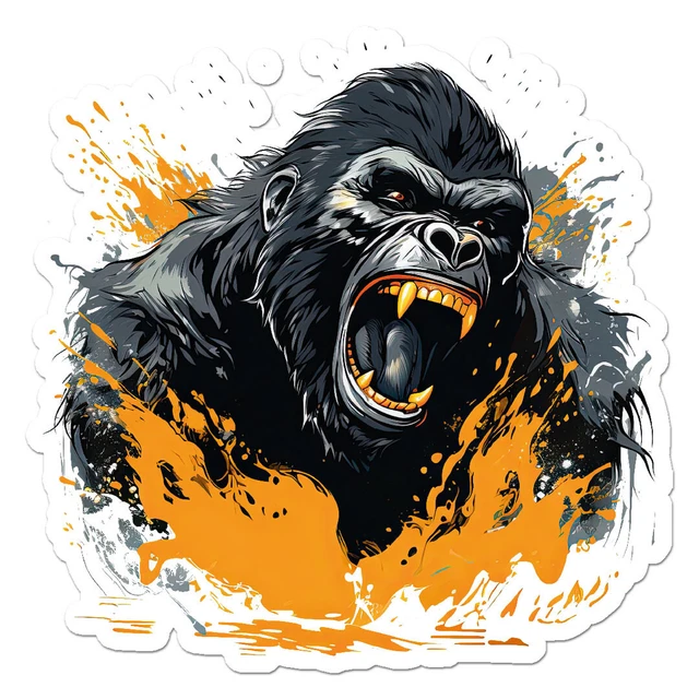 Scary Gorilla Sticker Phone Decal Water Bottle Stickers Car Decals ...