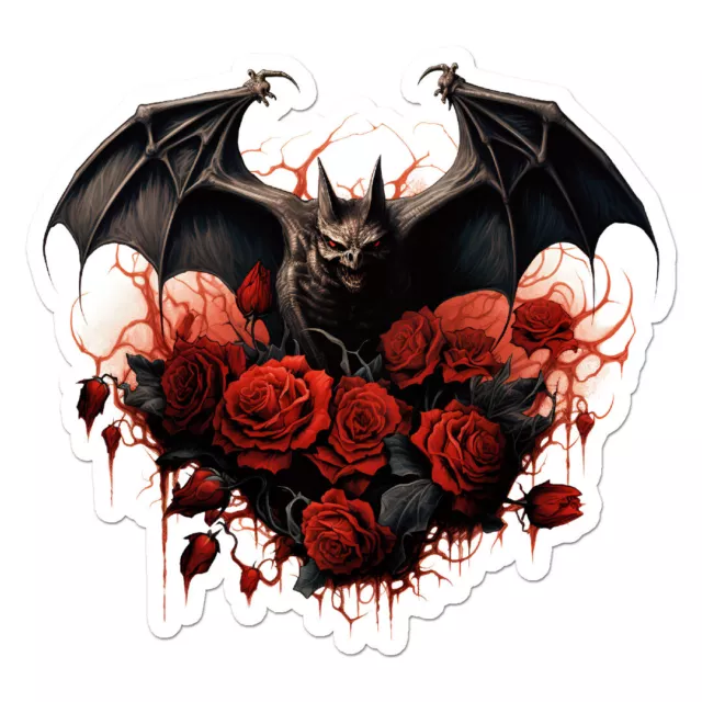 Scary Gothic Bat Roses Sticker Phone Decal Water Bottle Stickers Car ...