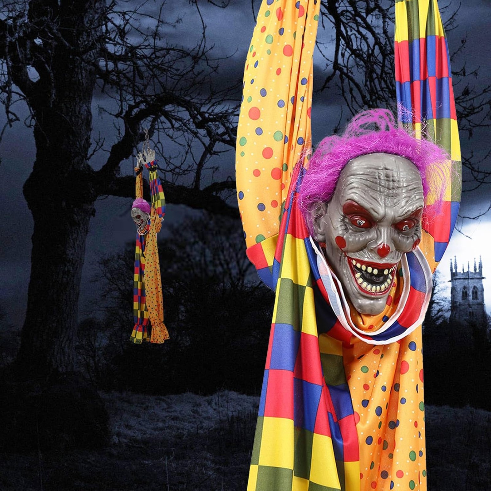 Scary Halloween Animatronics Clown Decoration - Outdoor Animated Clown ...
