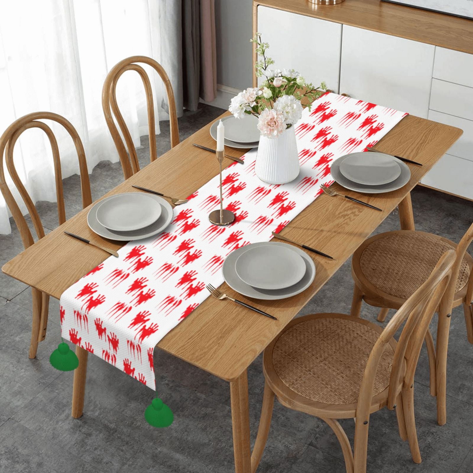 Scary Halloween Blood Zombie Handprints Table Runner Washable Table ...