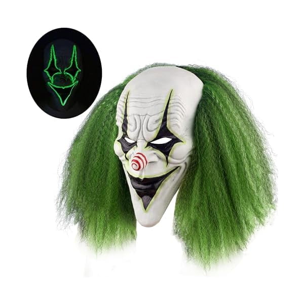 Scary Halloween Clown Mask with Green Hair for Adult Horror Evil Killer ...