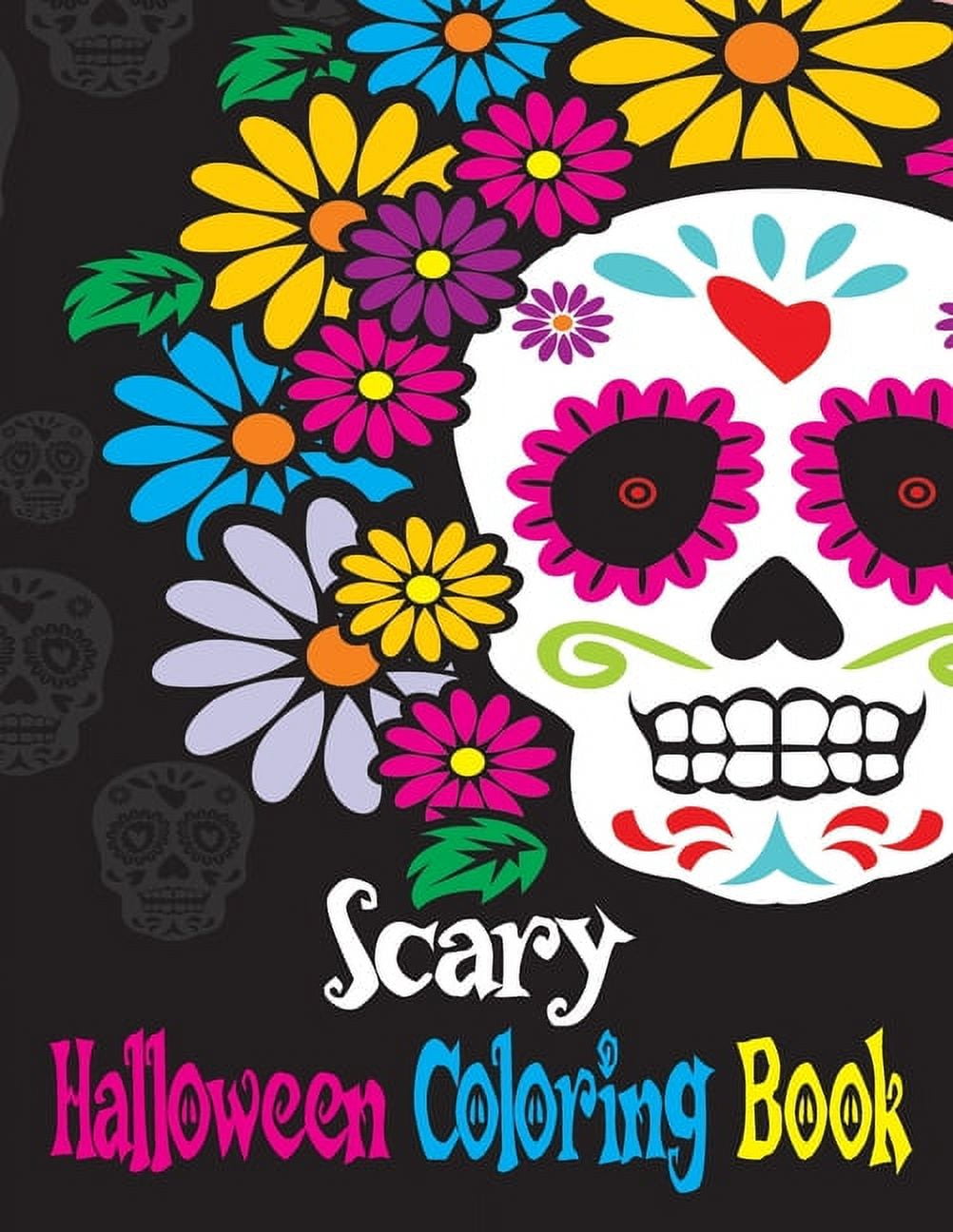 Scary Halloween Coloring Book: 40 Zombie and Skull Face Paint Pattern ...