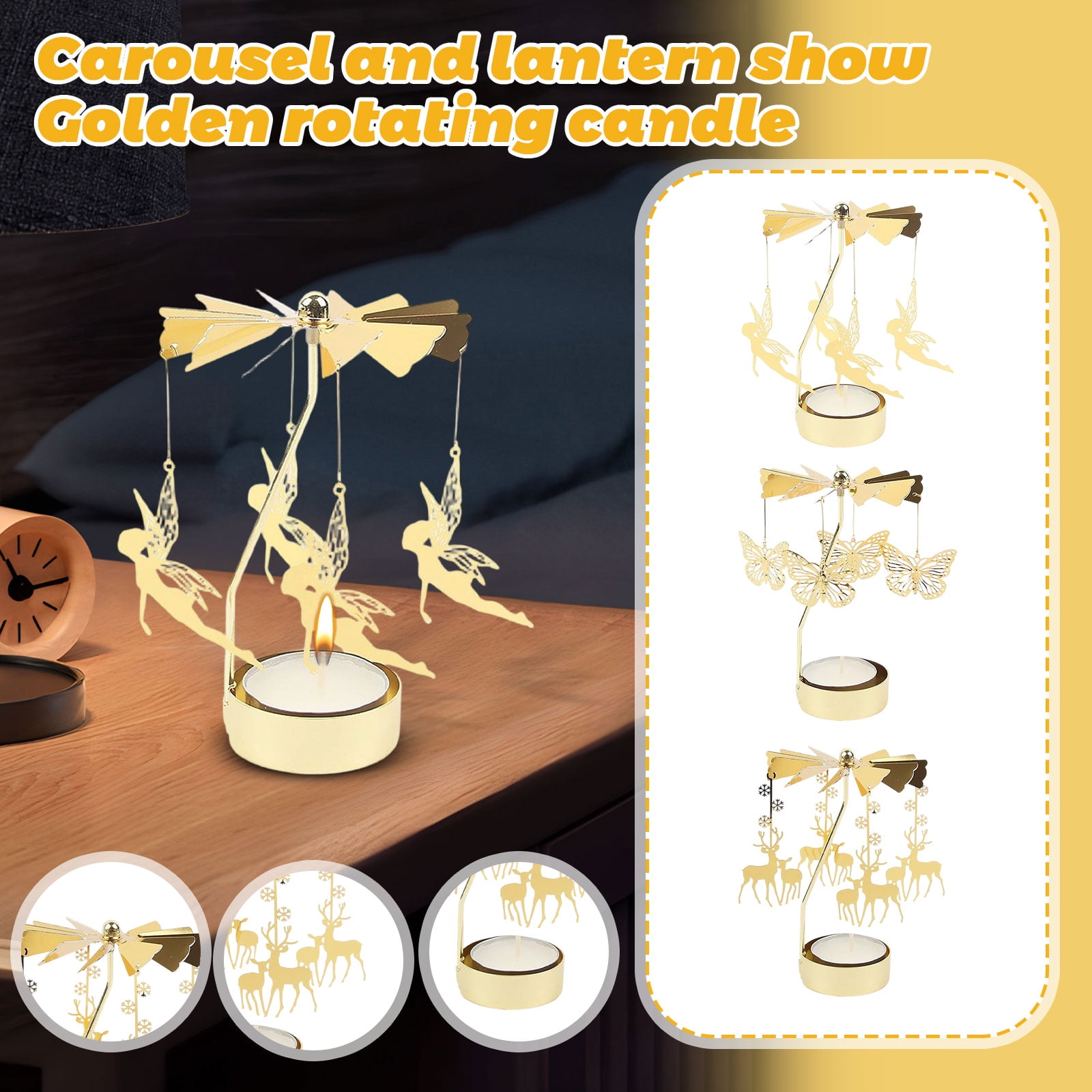 Scary Halloween Decorations 5 Inch Carousel Golden Revolving Metal ...