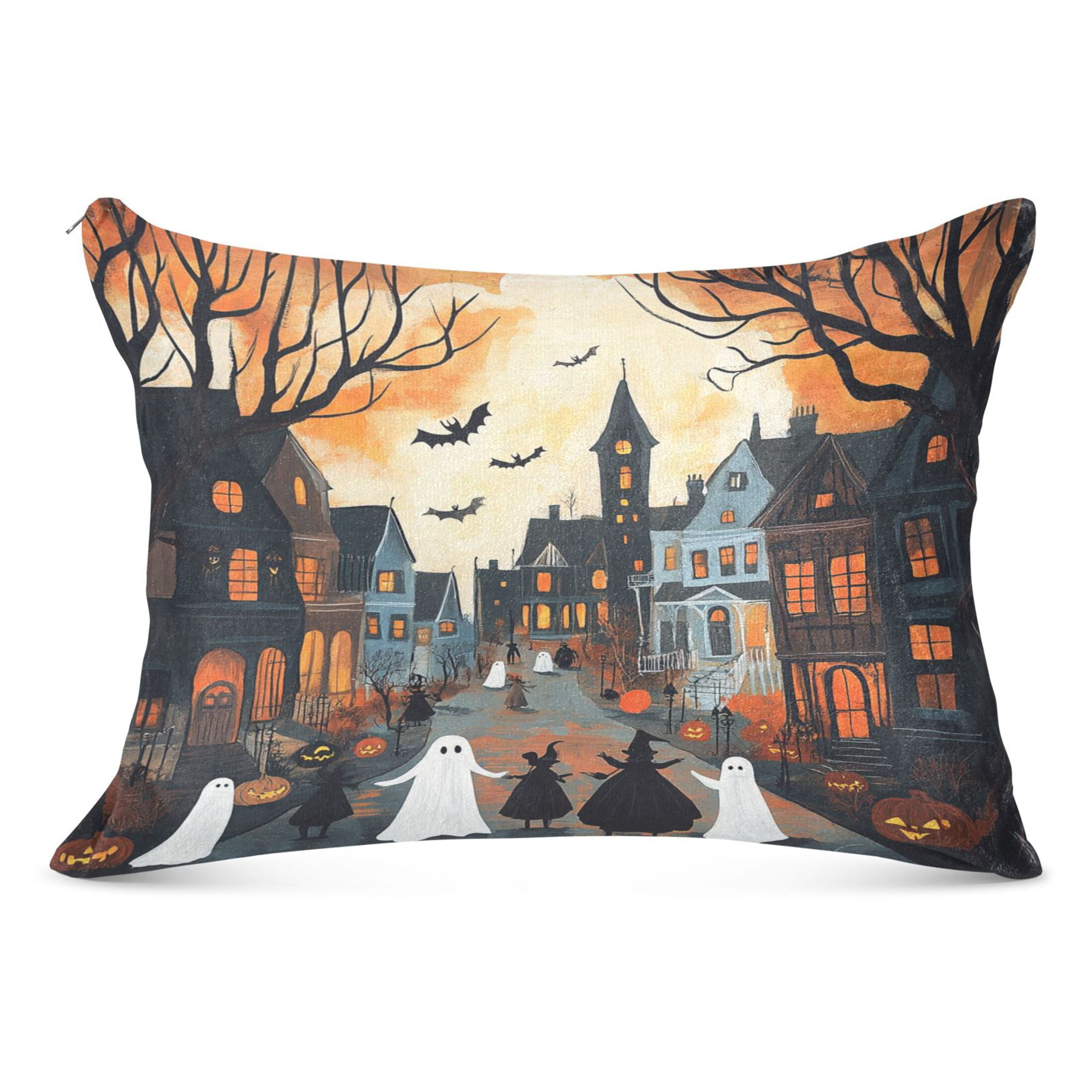 Scary Halloween Ghost Soft Plush Pillow Cover, Zippered Design ...