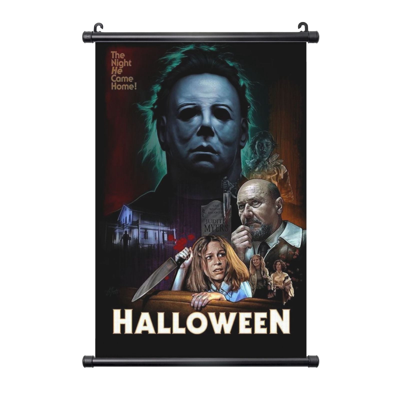 Scary Halloween Michael Myers Black Plastic Shaft Hanging Poster Decor ...
