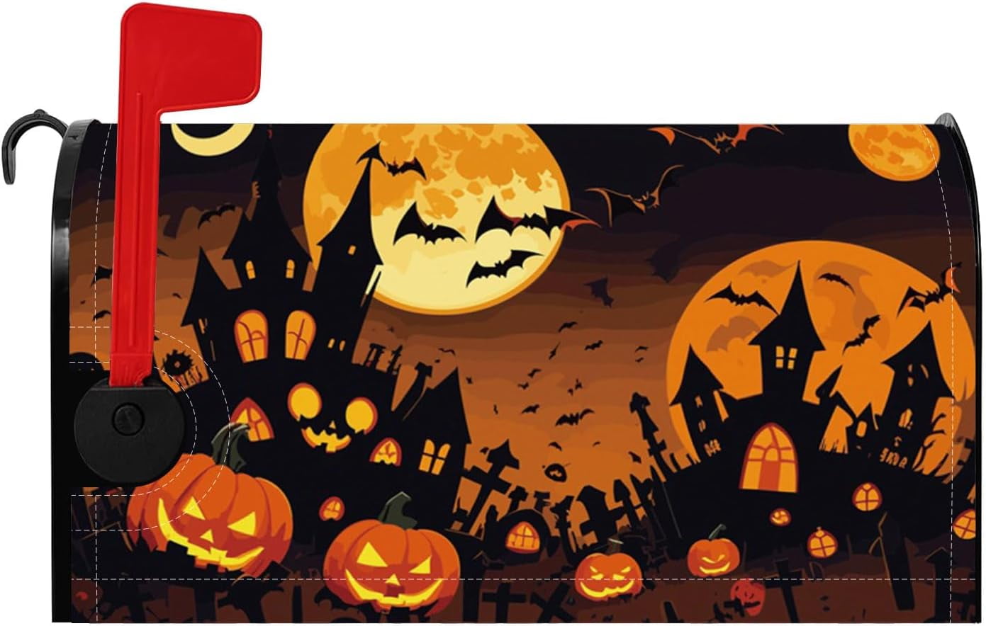 Scary Halloween Night Mailbox Cover Spooky Full Moon Gothic Castle Evil ...