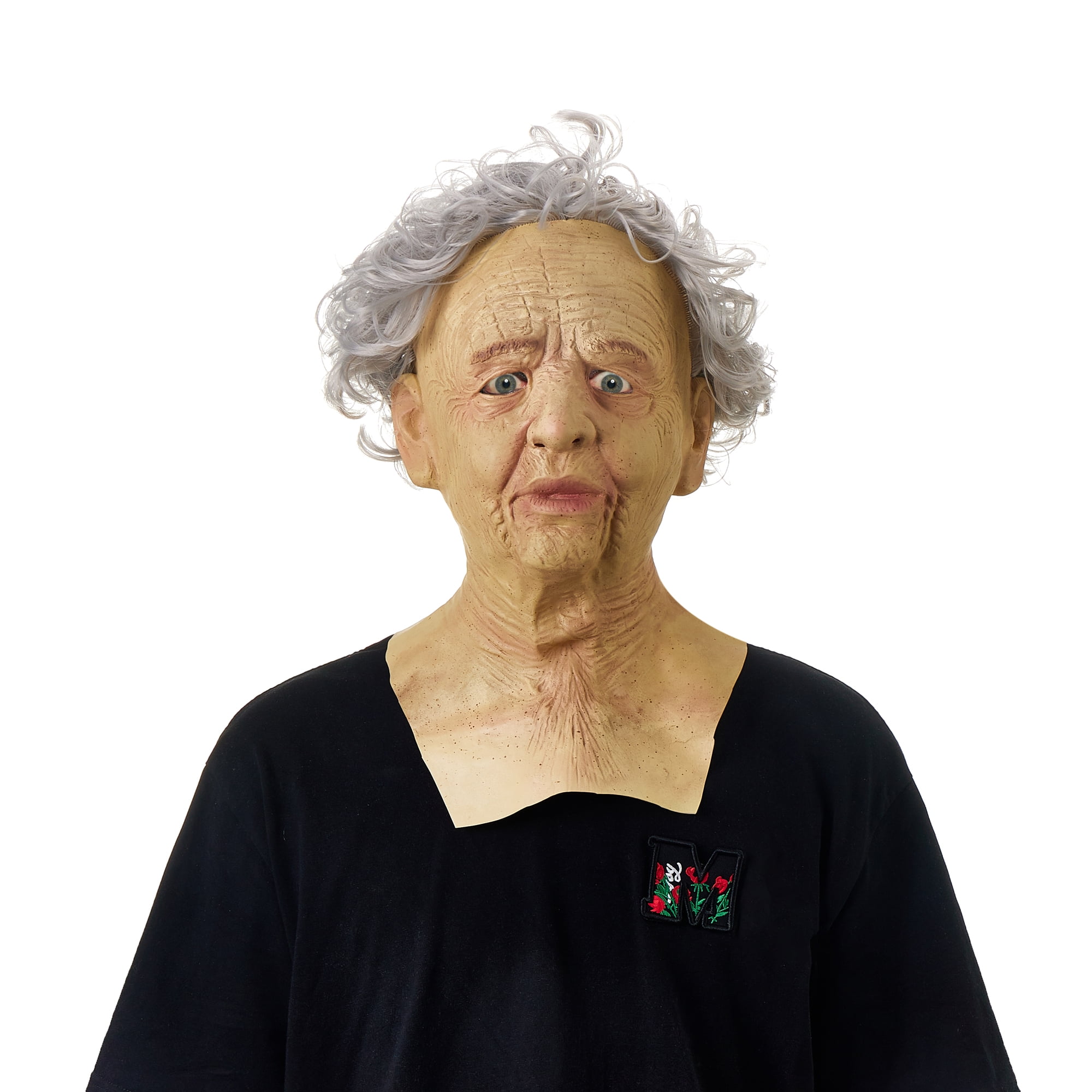 Scary Halloween Old Lady Mask Realistic Female Mask Grandma Mask Human