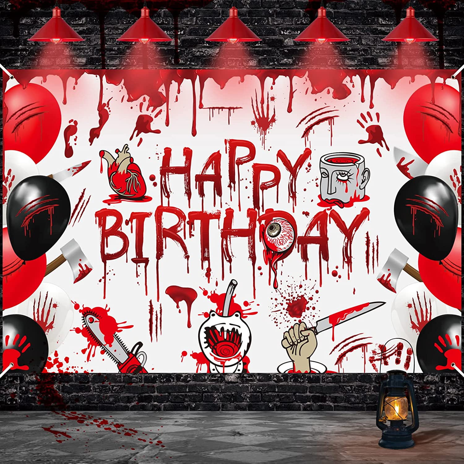 Scary Halloween Party Decorations Banner Horror Happy Birthday Banner ...