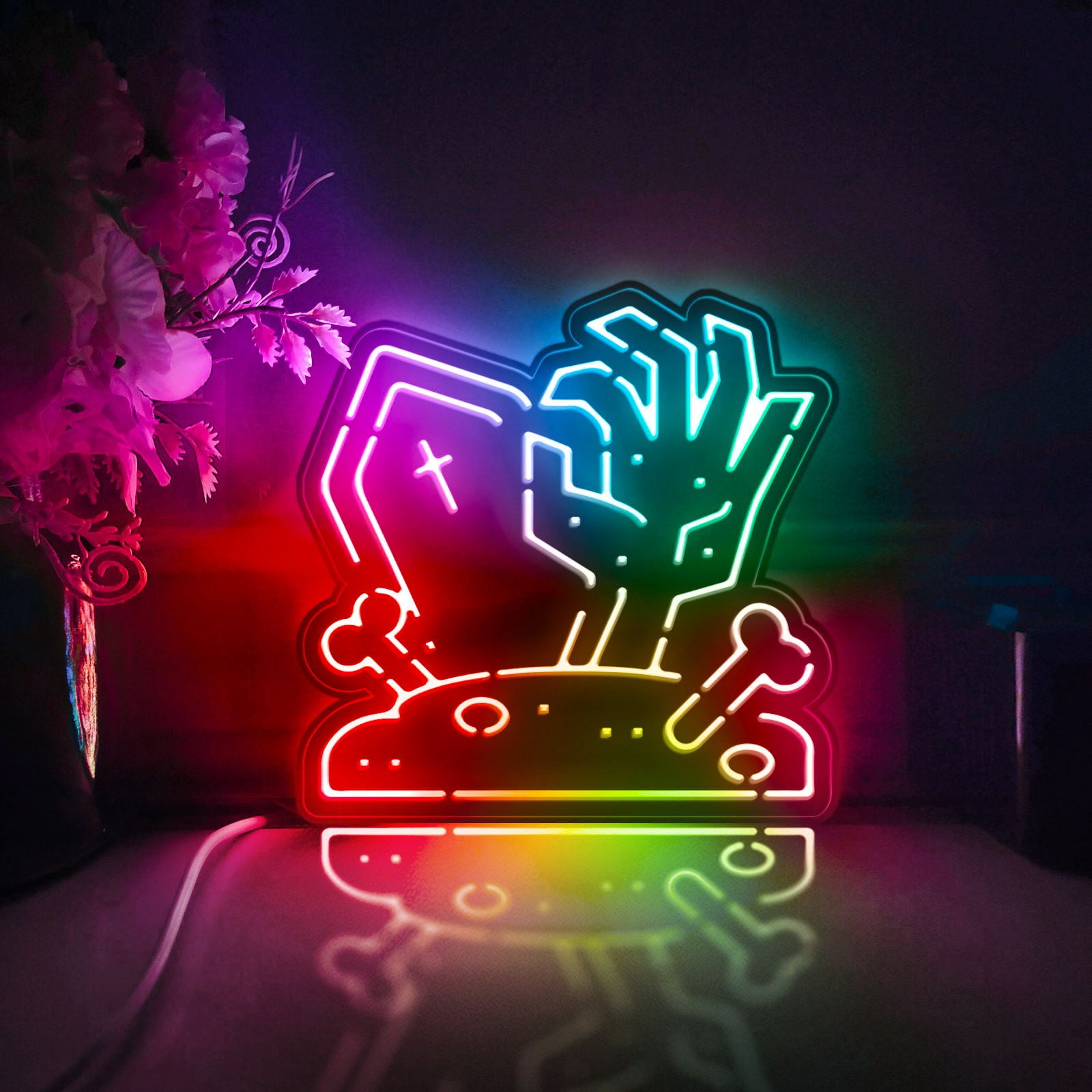 Scary Hand Led Light Box, Dimmable Neon-Like Light Signs USB Power for ...