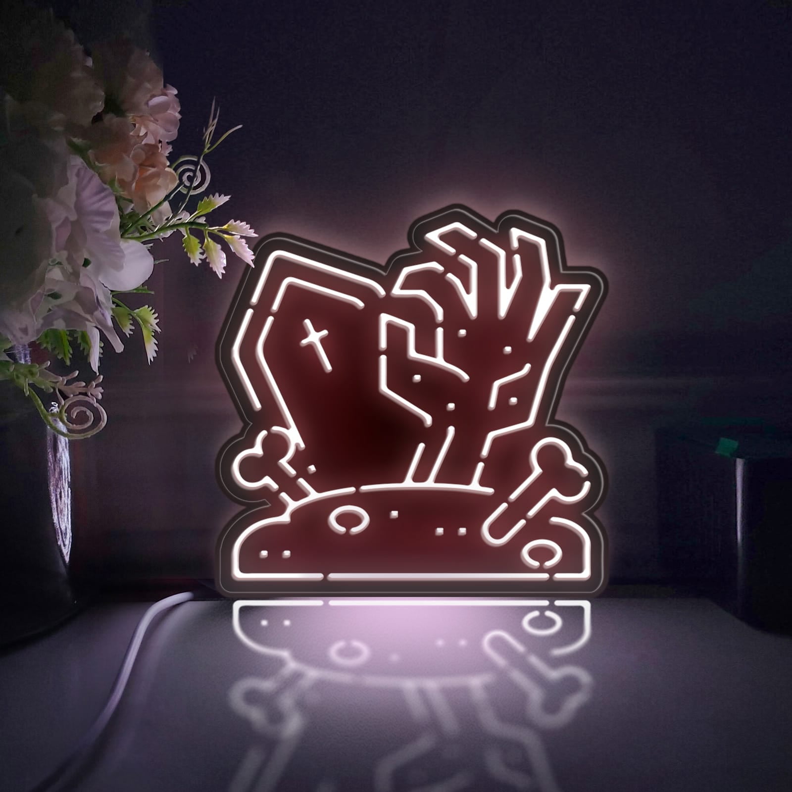 Scary Hand Led Light Box, Dimmable Neon-Like Light Signs USB Power for ...