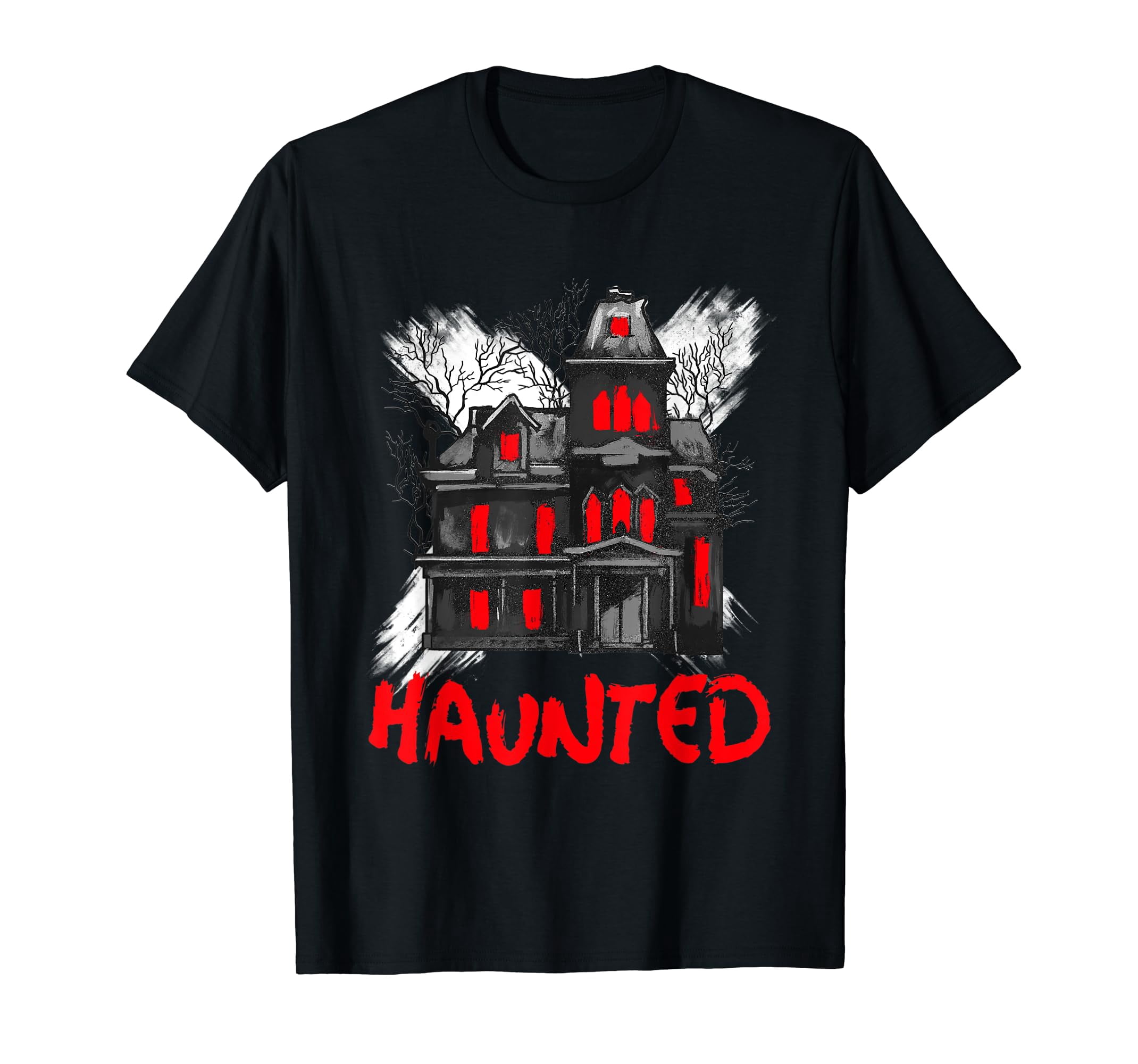 Scary Haunted House Horror Art Short Sleeve T-Shirt Black Tee Gift ...