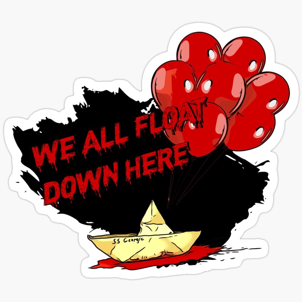Scary Horror Clown Balloon Face Mask Sticker Phone Decal Water Bottle ...