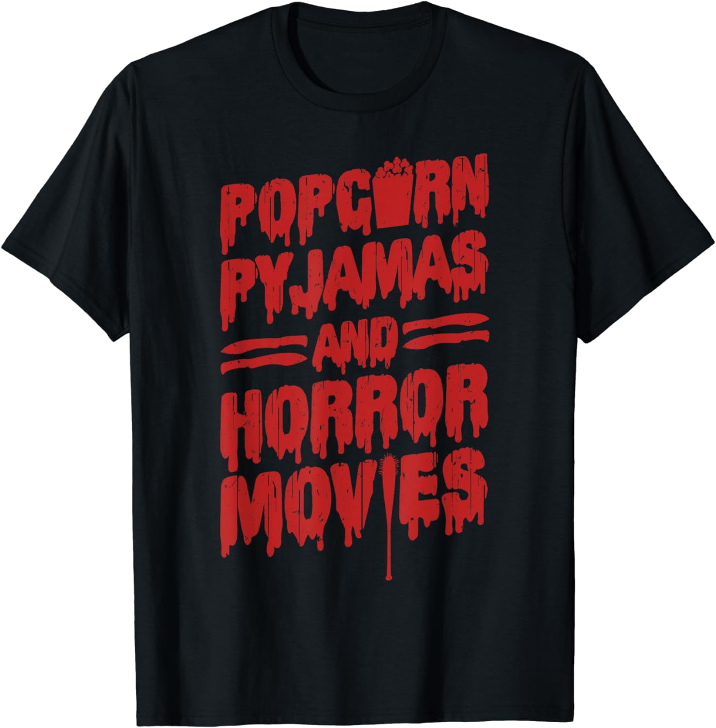 Scary Horror Movie Popcorn Pajamas And Horror Movies T Shirt