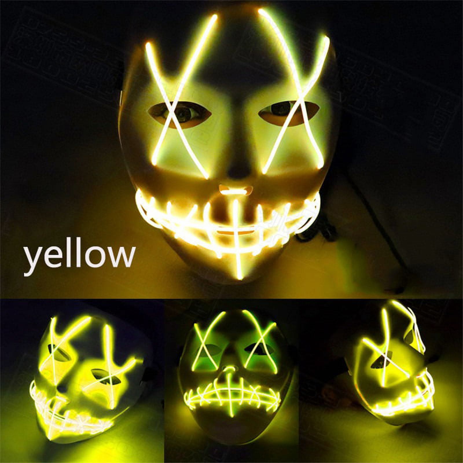 Scary Mask Halloween Cosplay Led Costume Mask El Wire Light Up Mask for ...