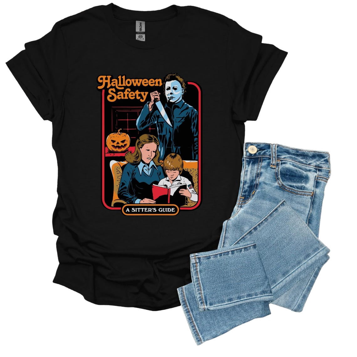 Scary Masked Man Shirt, Safety A Sitter's Guide T-Shirt, Horror Movies ...