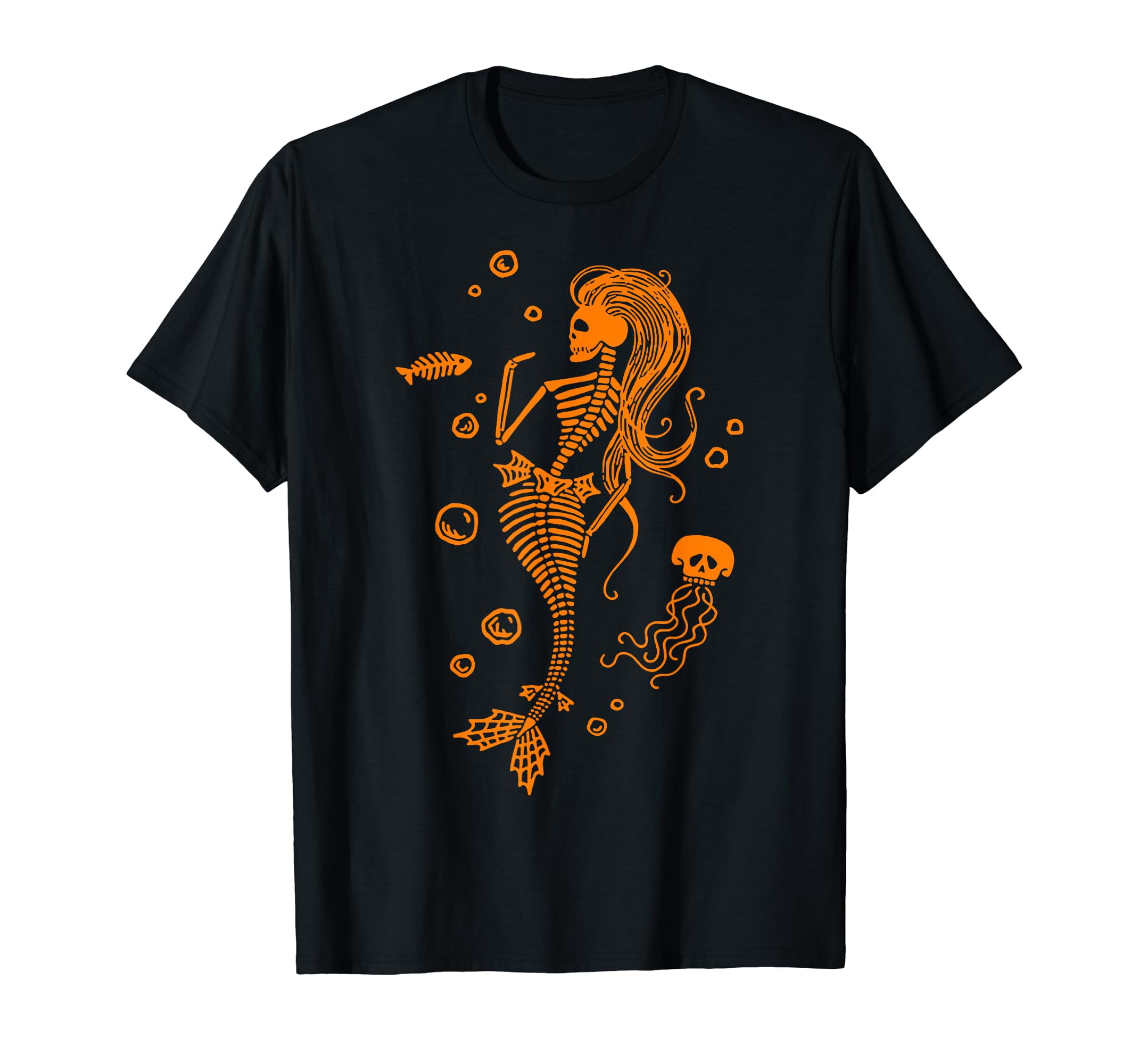 Scary Mermaid Skeleton Costume Creepy Spooky Ocean Life T-Shirt Black ...