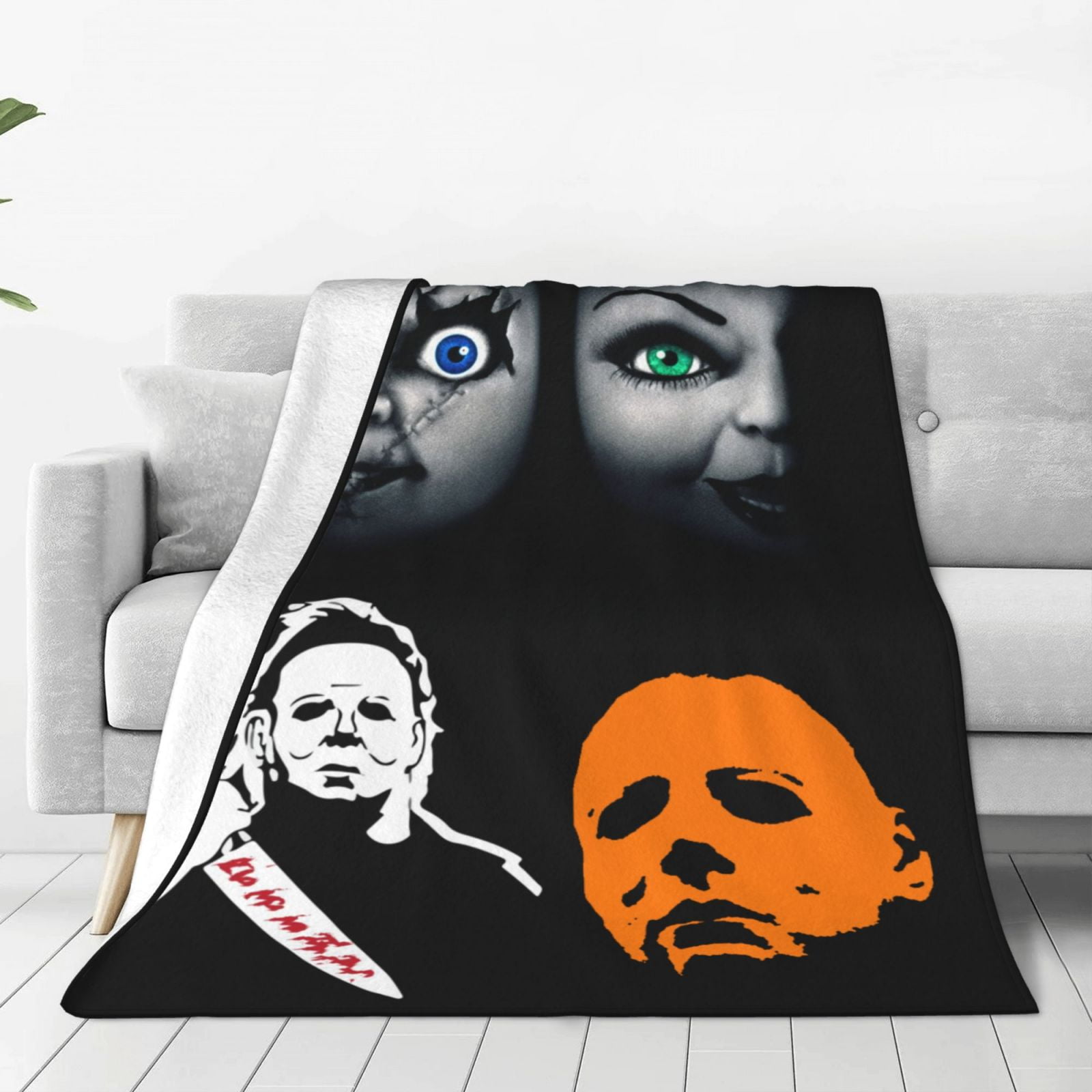 Scary Michael Myers Chucky Flannel Blanket Cozy Ultra-Soft Micro Fleece ...