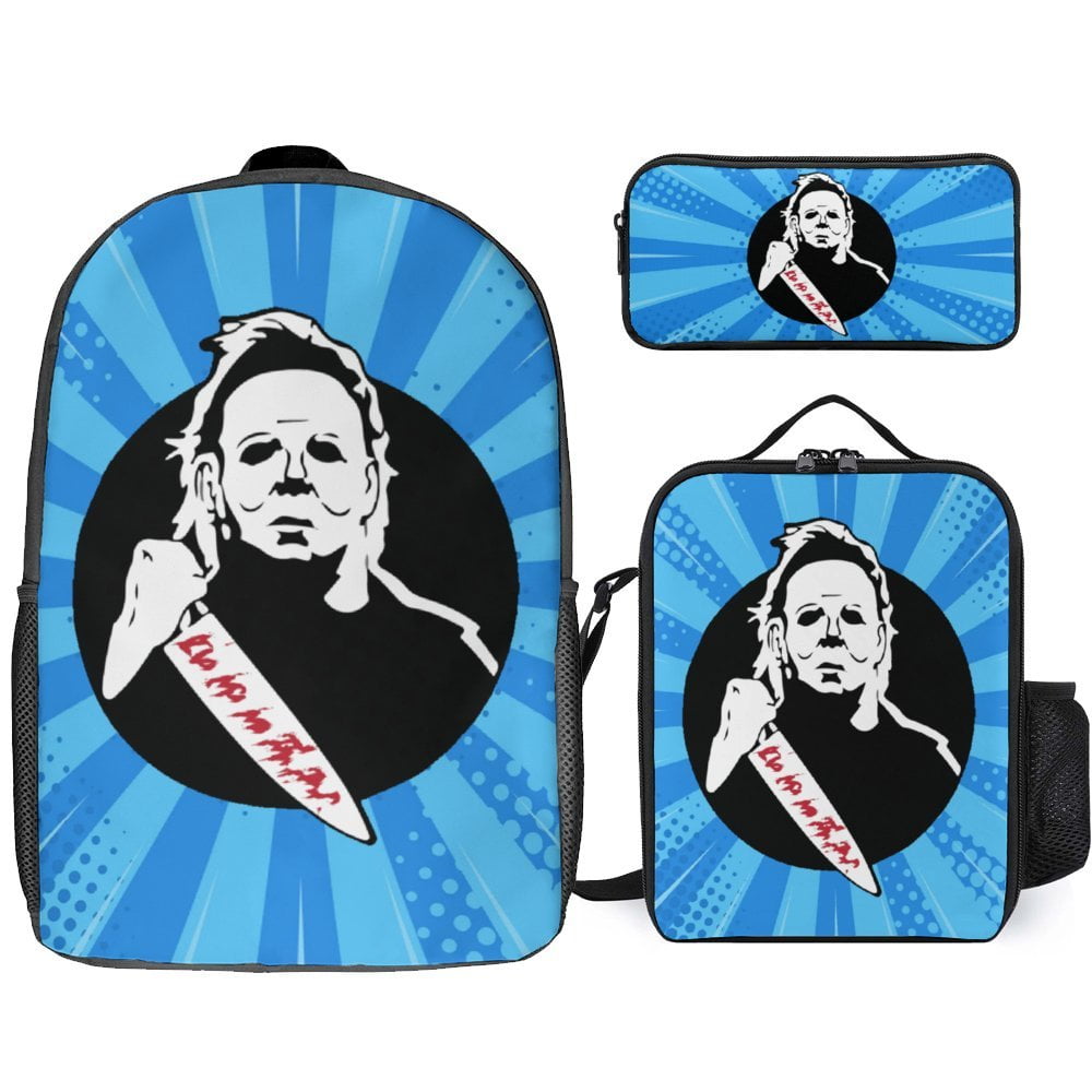 Scary Michael Myers Film Laptop Backpack With Pencil Case Lunch Bag 3 ...