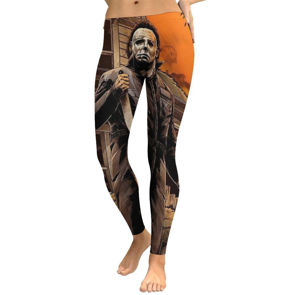 Scary Michael Myers Women's Yoga Pants High Waisted Tummy Control Non ...