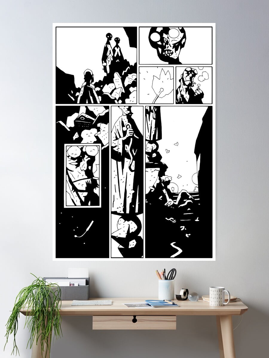 Scary, Moody Mignola Hellboy Panels Poster Wall Art, Modern Wall Decor ...