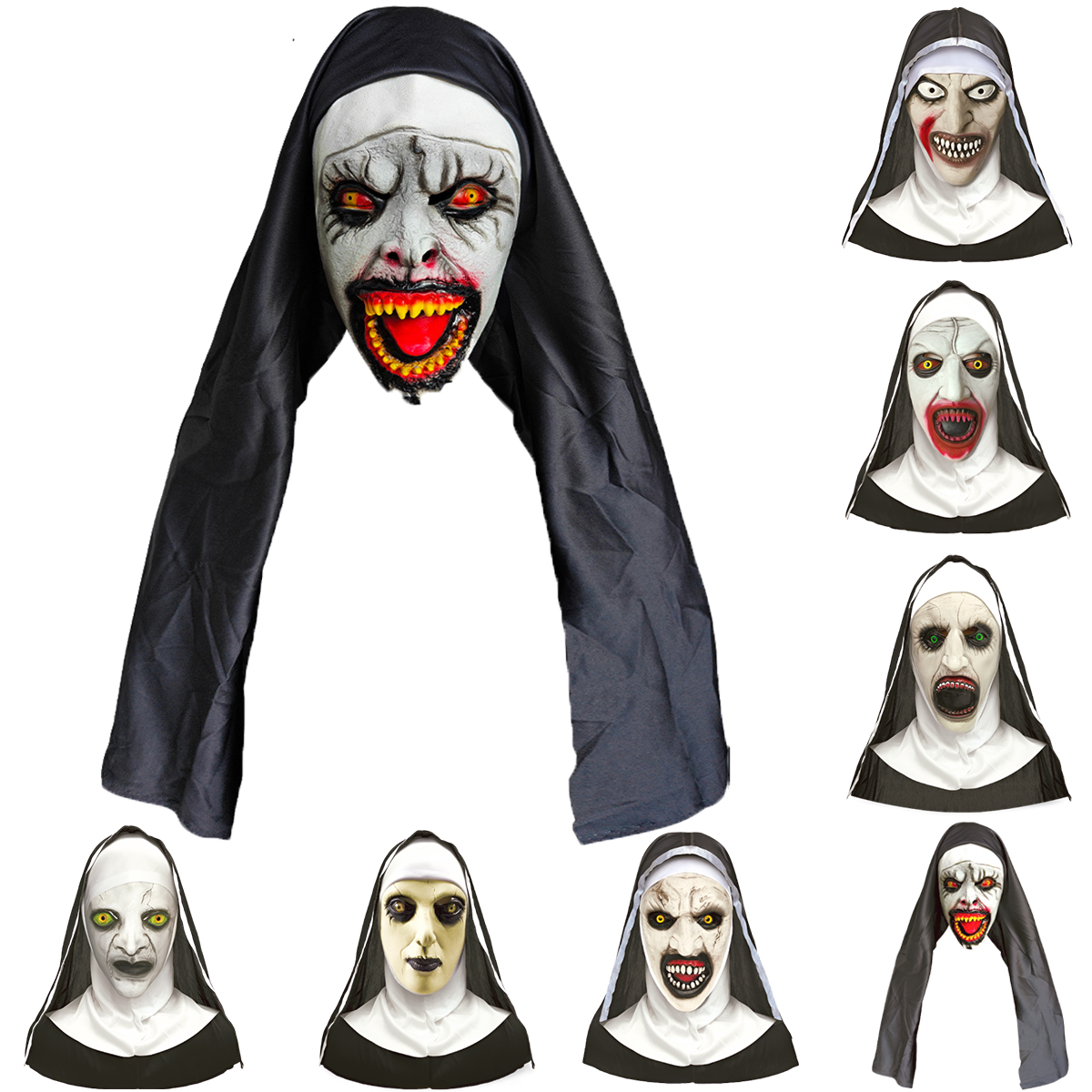 Scary Nun Mask Creepy Latex Full Head Realistic Mask Costume For ...