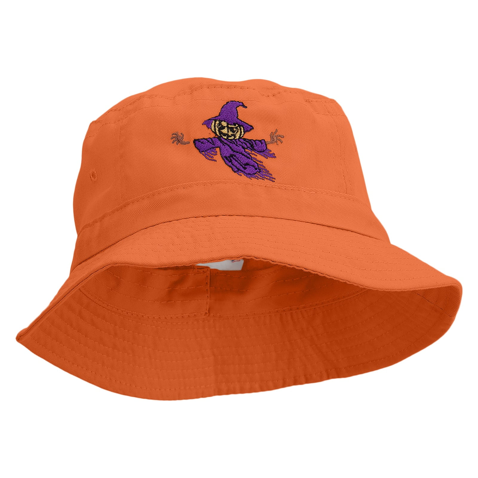 Scary Pumpkin Ghost Embroidered Bucket Hat - Orange OSFM - Walmart.com