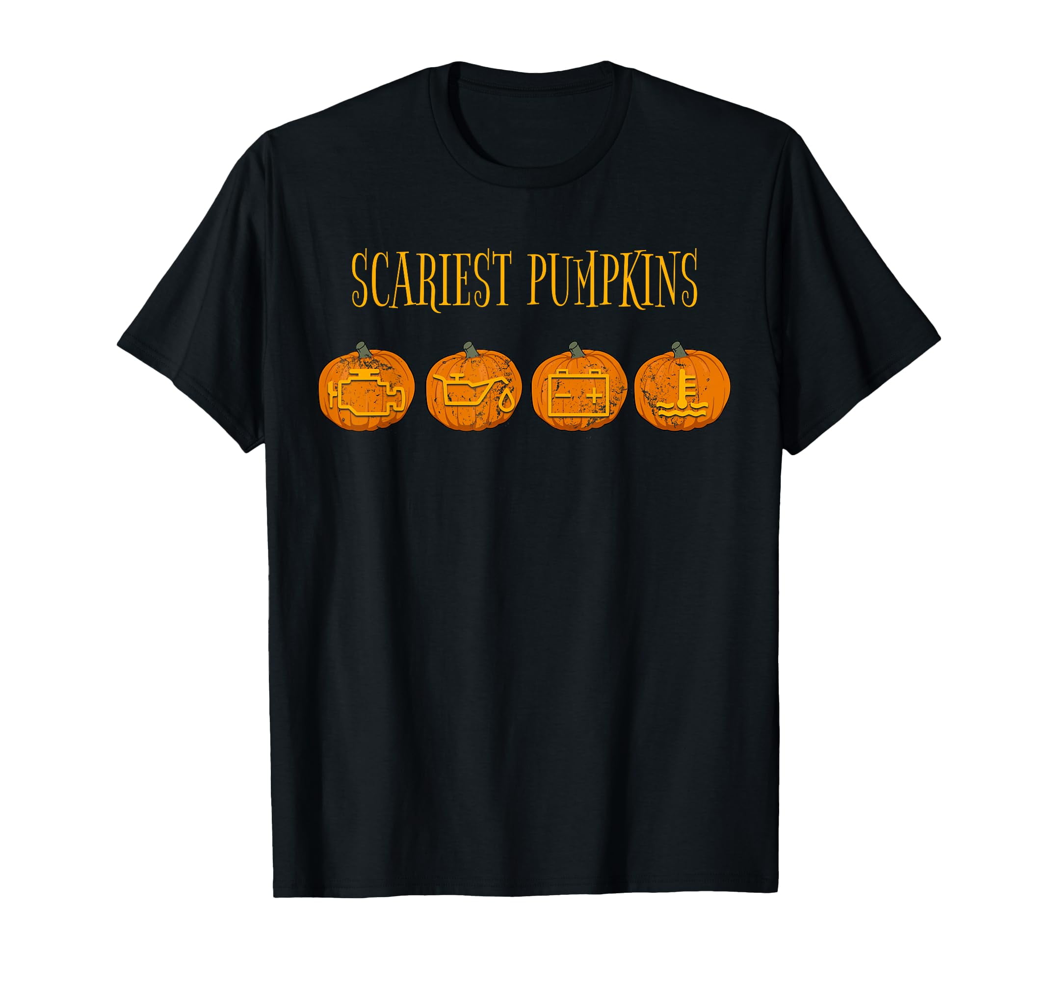 Scary Pumpkin Halloween Car Mechanic Funny Joke Check Engine T-Shirt ...