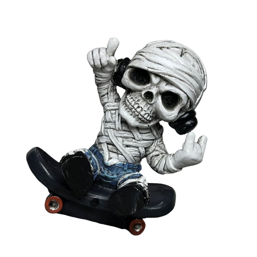 Scary Resins Skeleton Sculpture Funny Skateboarding Skull Figurine ...