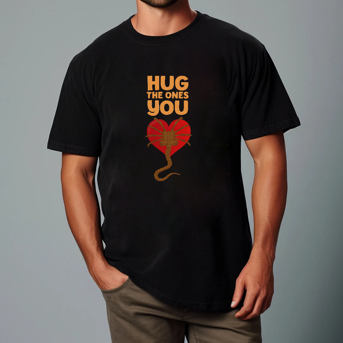 Scary Sci Fi Space Monster Hugger Horror Movie Fan Graphic Unisex T ...