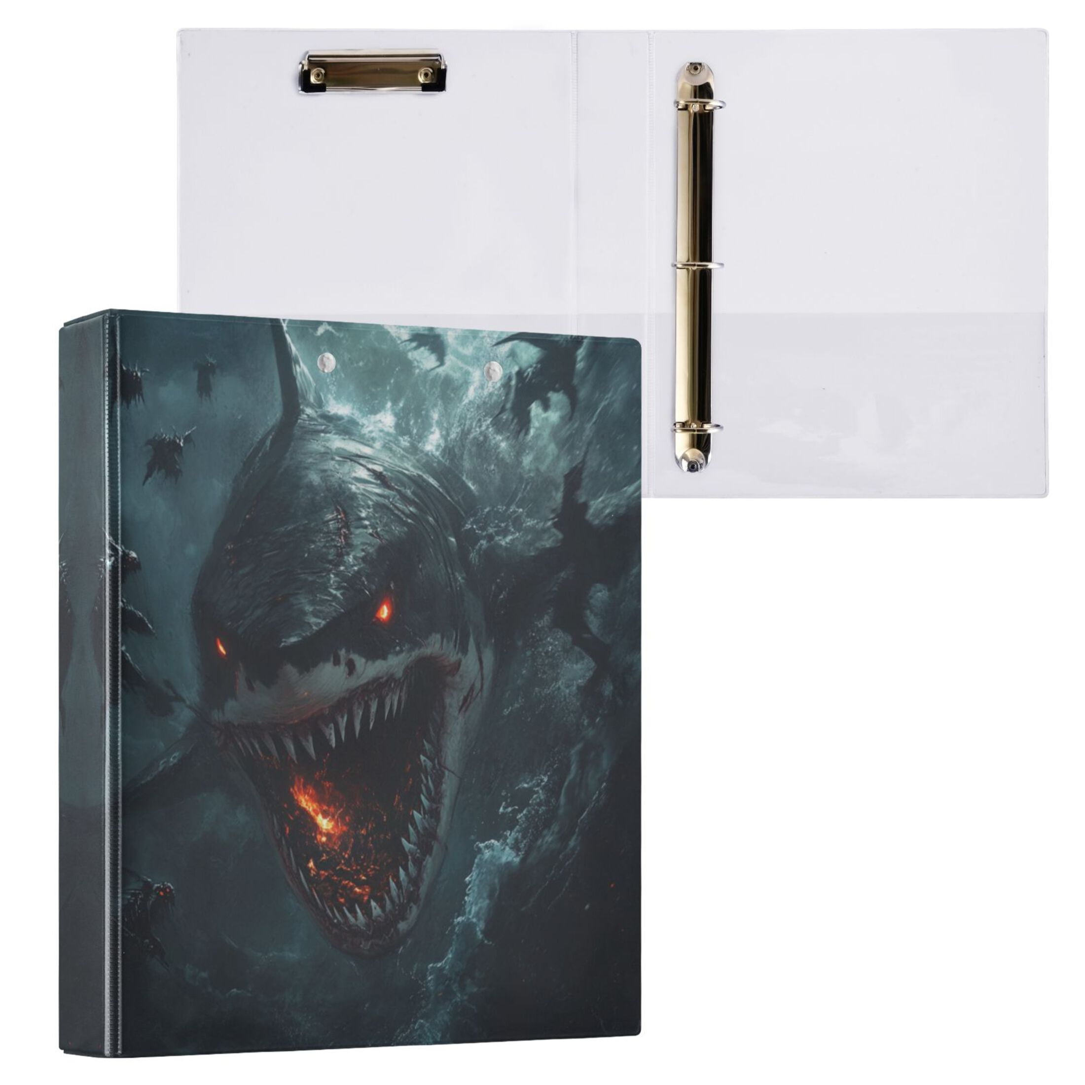 Scary Shark 3 Ring Hardcover Binders 1.5in Round Rings for Letter-Size ...