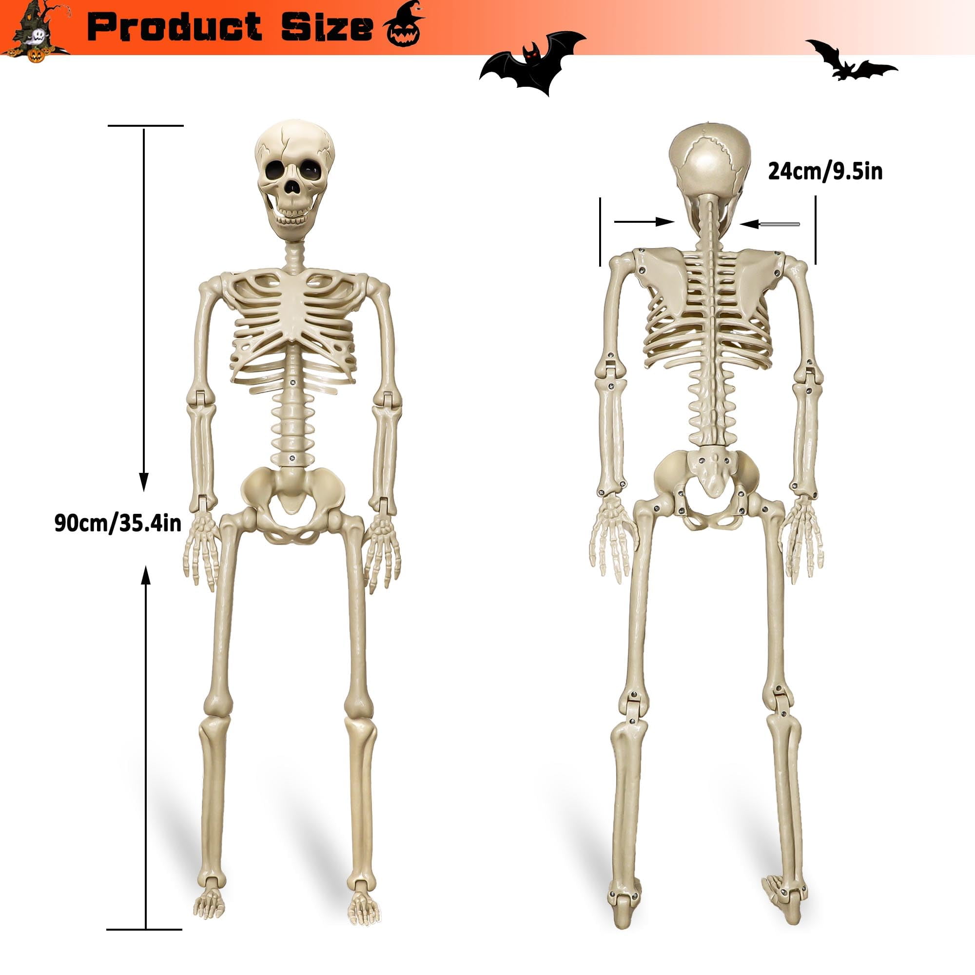Scary Skeleton Decor - Posable Joint Skeletons for Halloween Graveyard ...