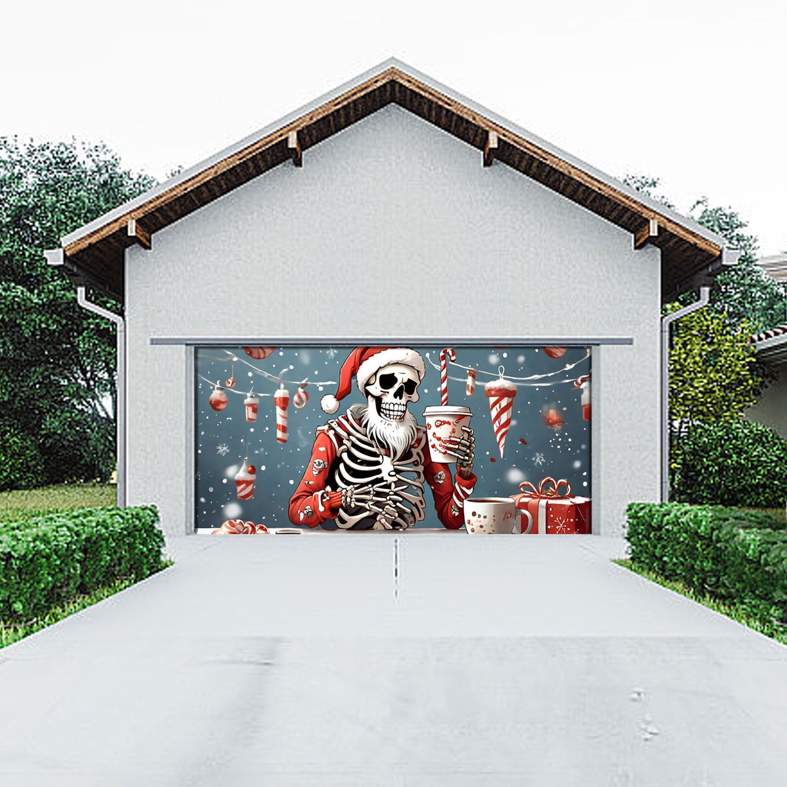Scary Skeleton Garage Door Banner Happy Halloween Garage Door Cover ...