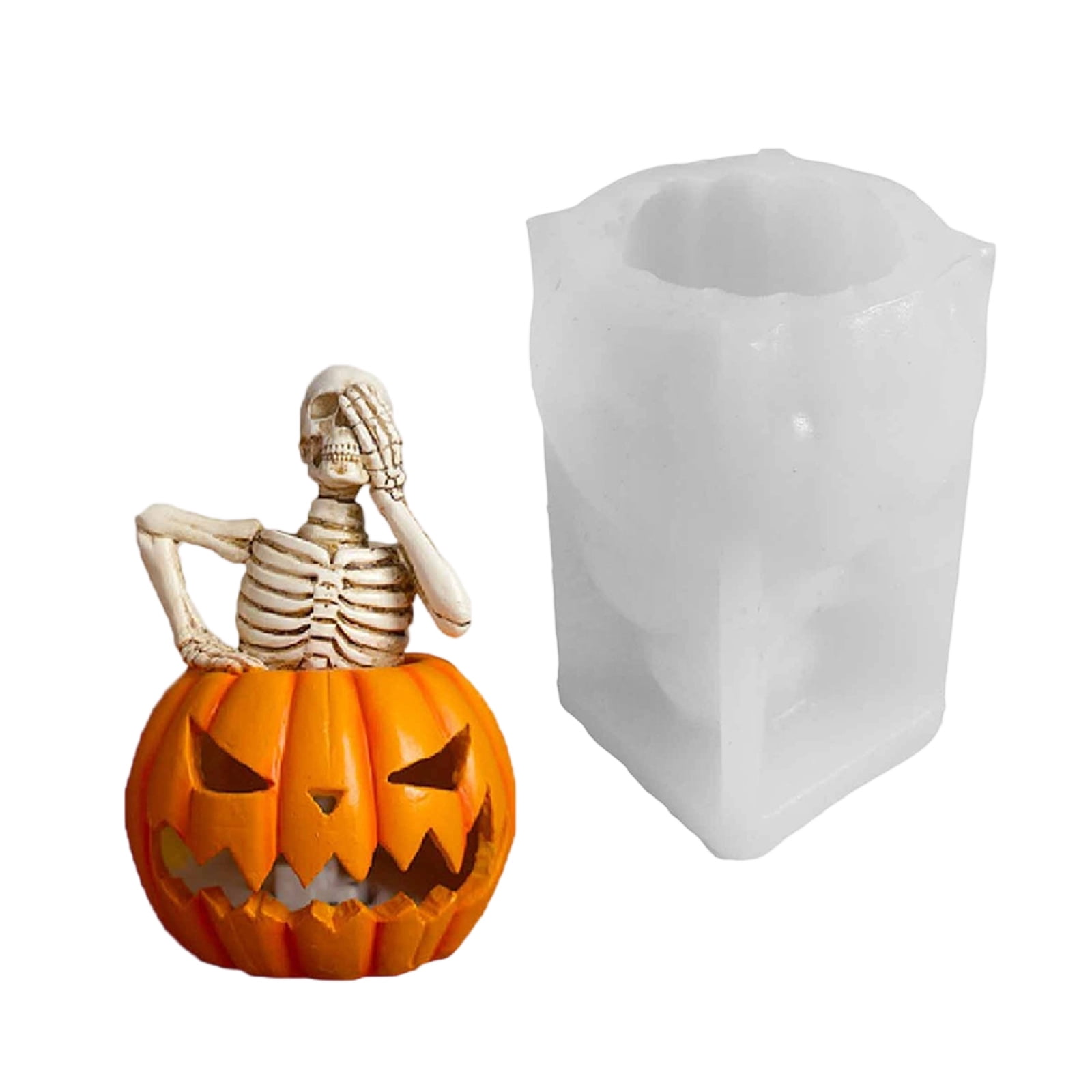 Scary Skeleton Mould Halloween Silicone Molds Pumpkins Castings Moulds ...
