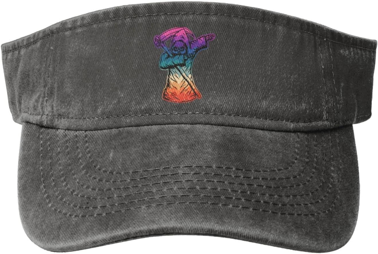 Scary Skeleton with a Knife Sun Visor Hats for Women Men Sun Hat Cotton ...
