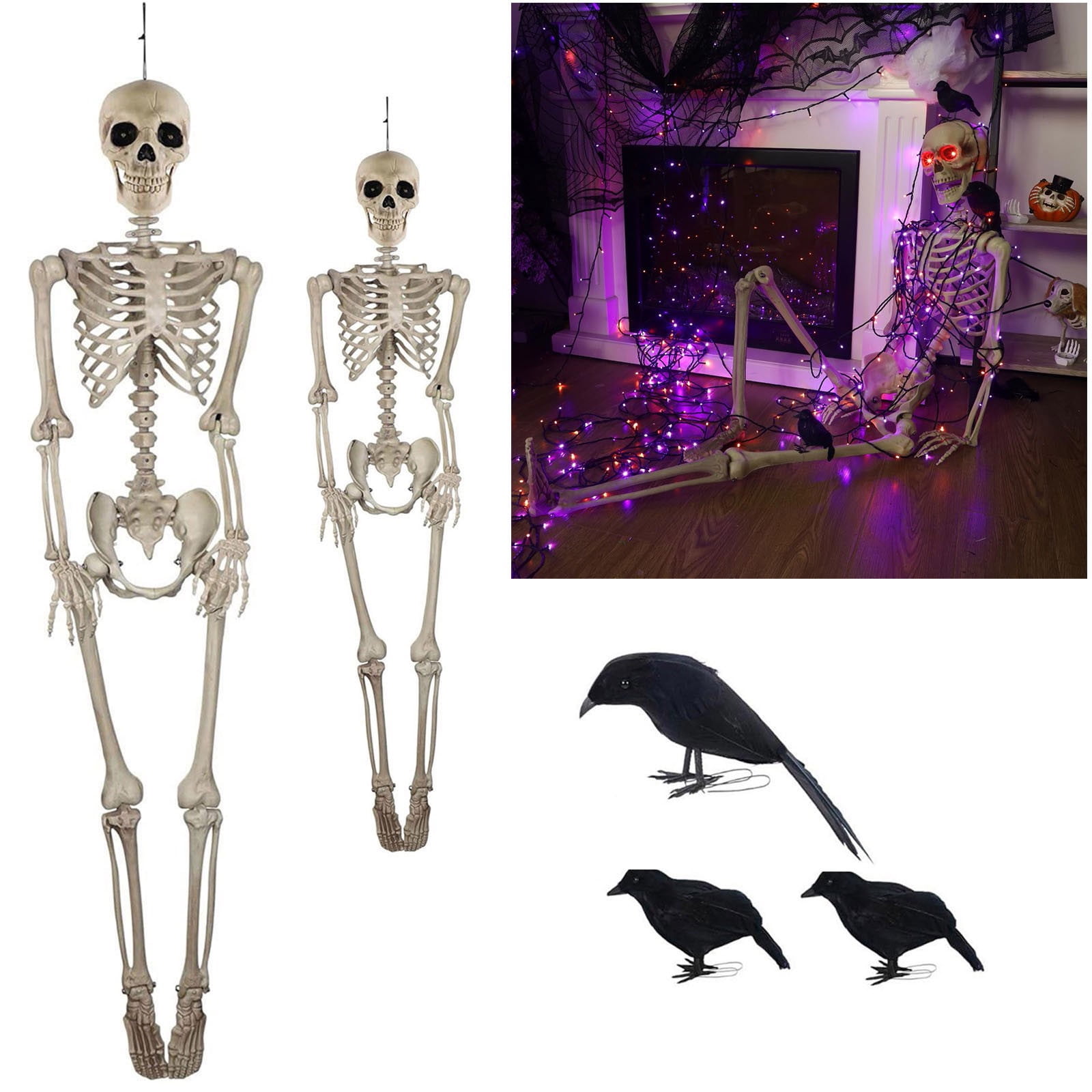 Scary SkeletonHalloween Decorations with Full Body Movable Posable ...