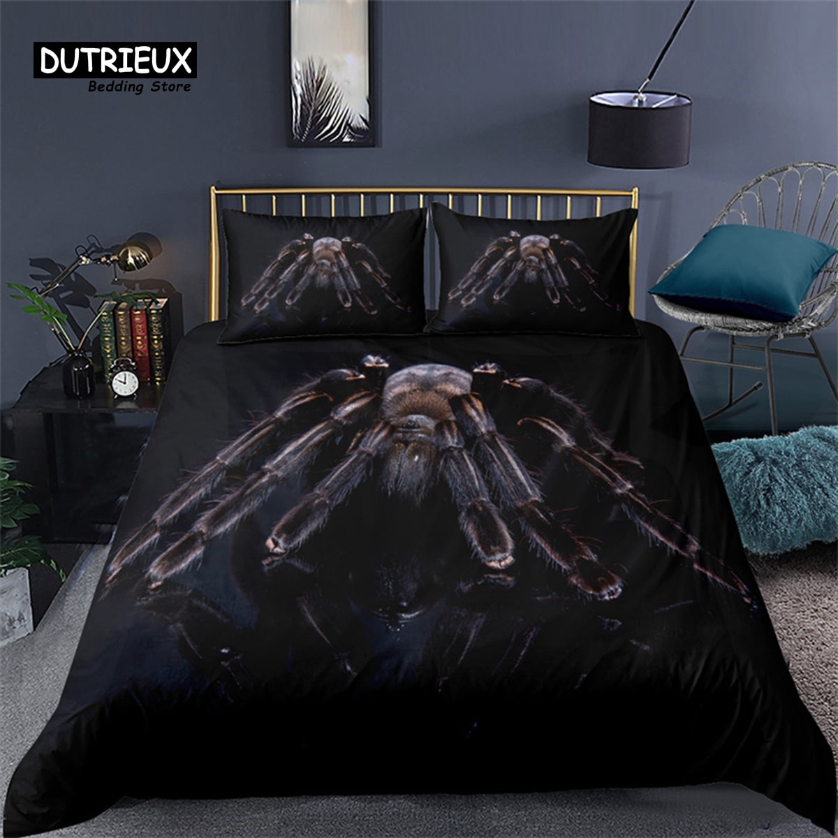 Scary Spider Bedding Set Size Soft 3D Print Duvet Cover Set Halloween ...